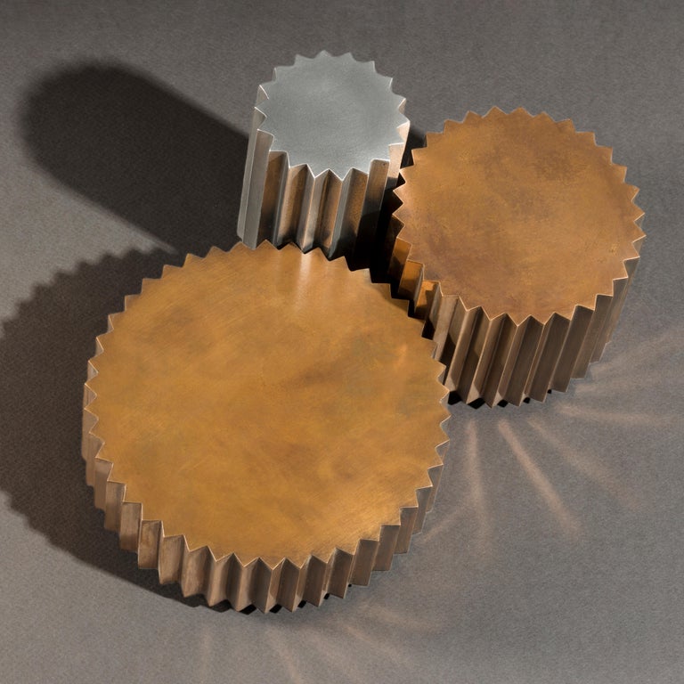 Doris Cast Bronze and Aluminum Multifaceted Coffee Table Set by Fred ...