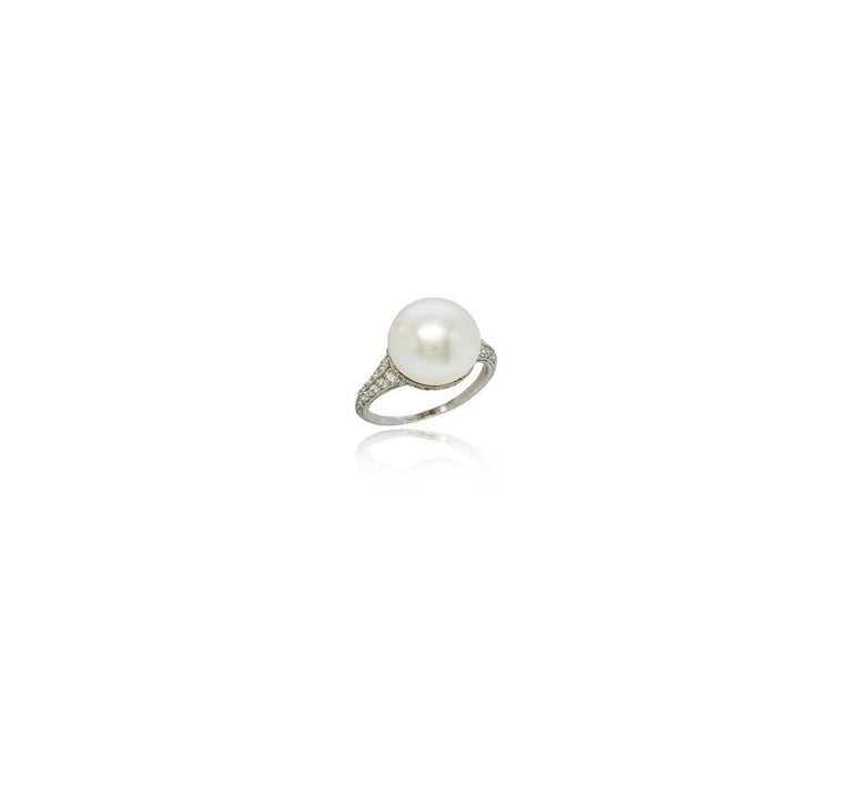 Customizable Doris Duke's Platinum Diamond and Natural Pearl Ring ...