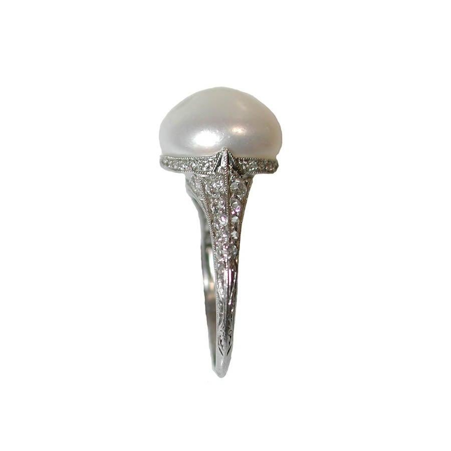 Customizable Doris Duke's Platinum Diamond and Natural Pearl Ring ...