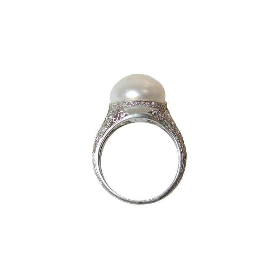 Customizable Doris Duke's Platinum Diamond and Natural Pearl Ring ...