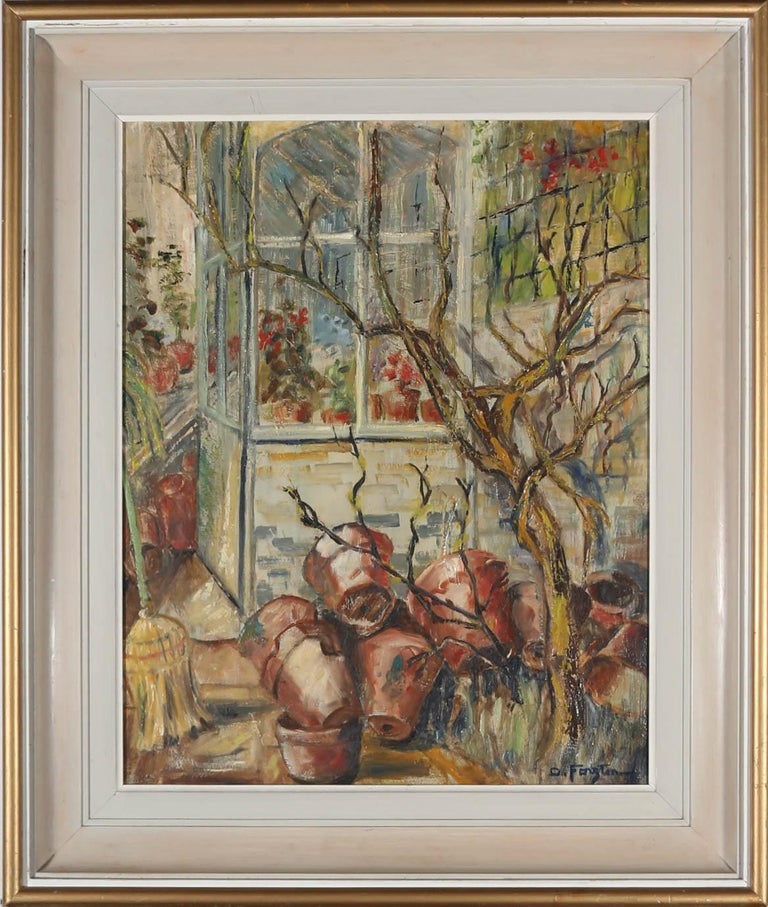 Doris Foster - Doris Foster - Framed 20th Century Oil, Flower Pot ...