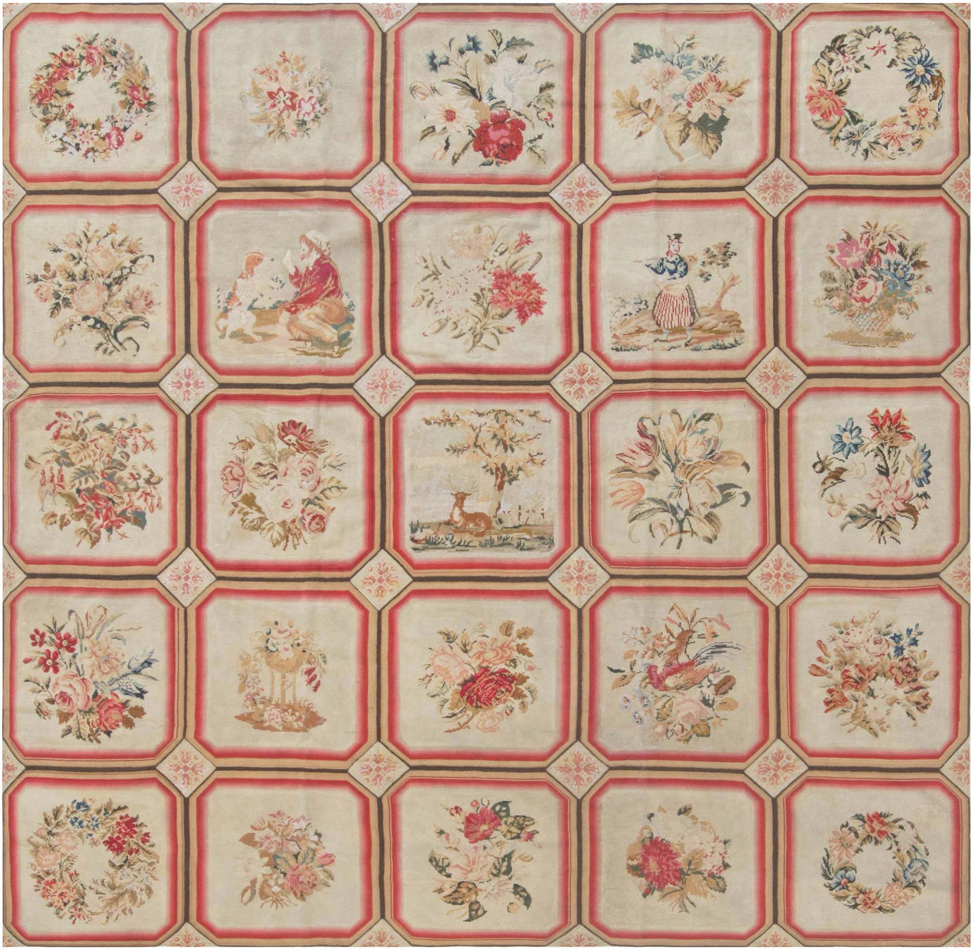 Fine Antique English Needlework Rug For Sale at 1stDibs