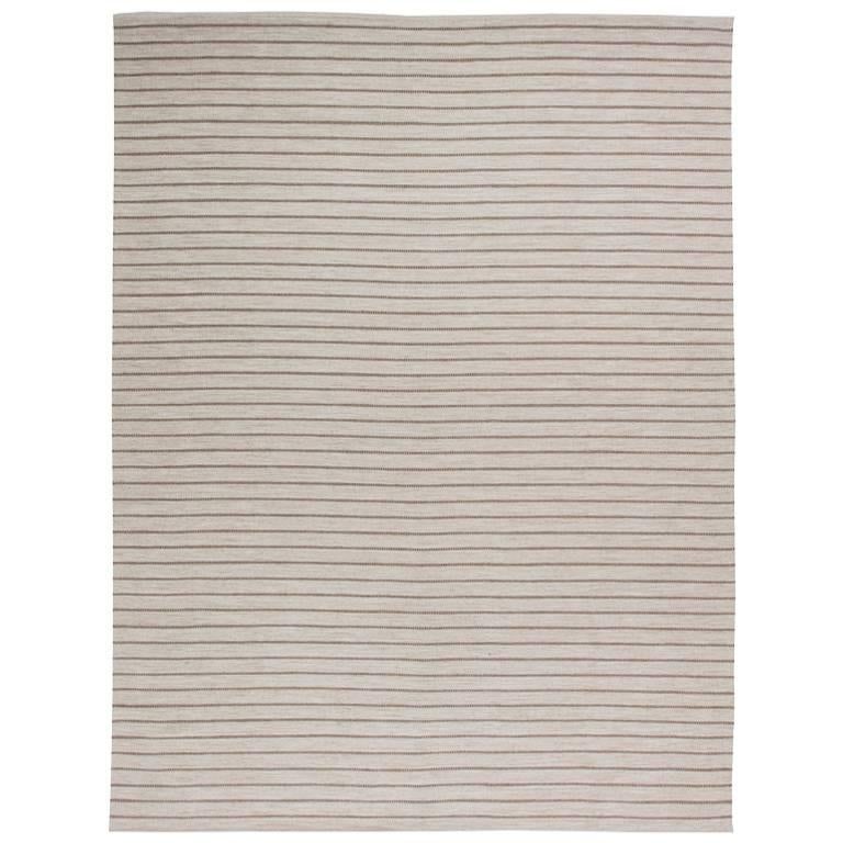 Modern Lake House Cabin Style Dhurrie, Striped Flat-Weave Rug at 1stDibs