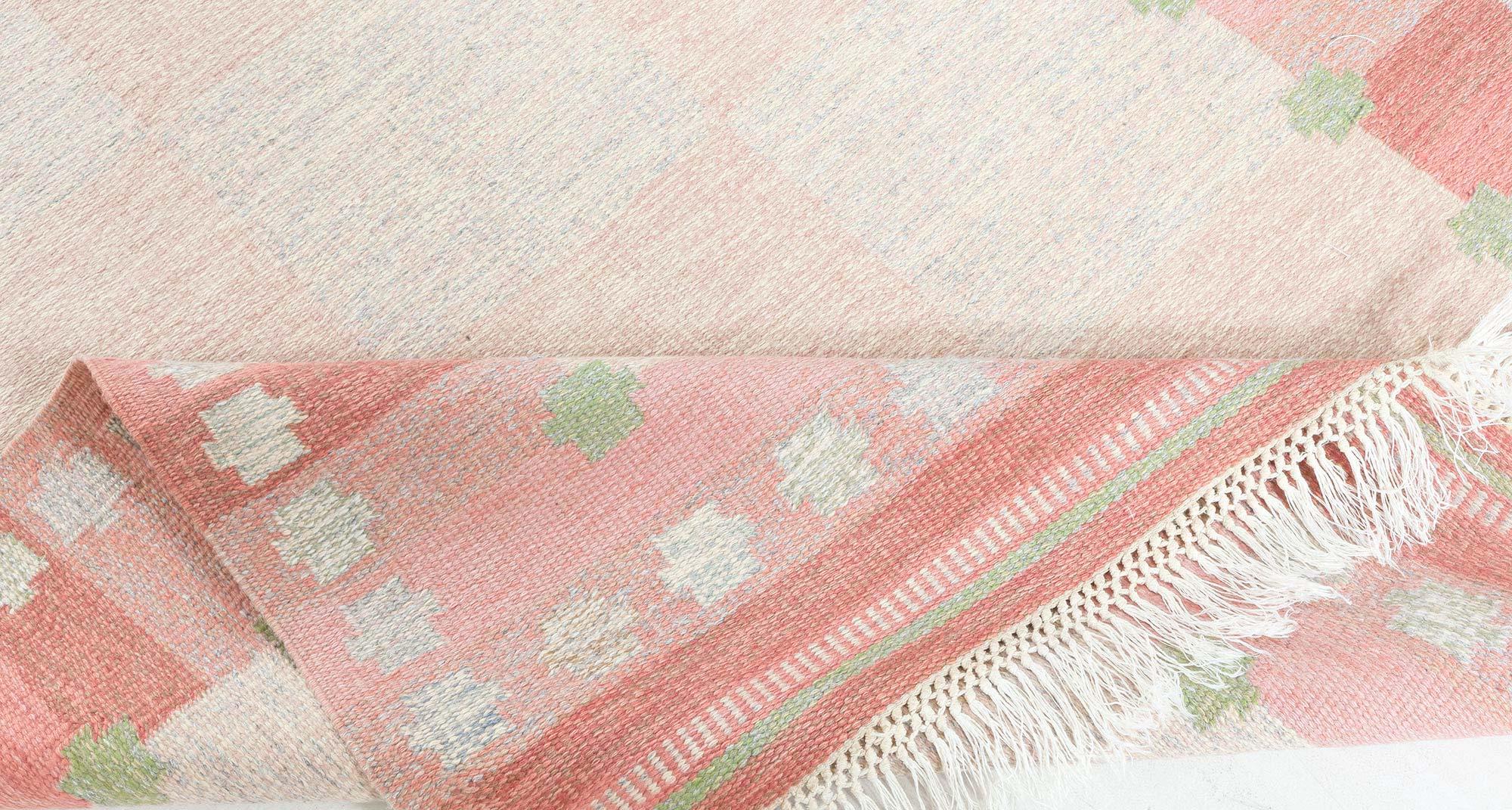 Doris Leslie Blau Midcentury Swedish Pink Geometric Rug by Agda ...