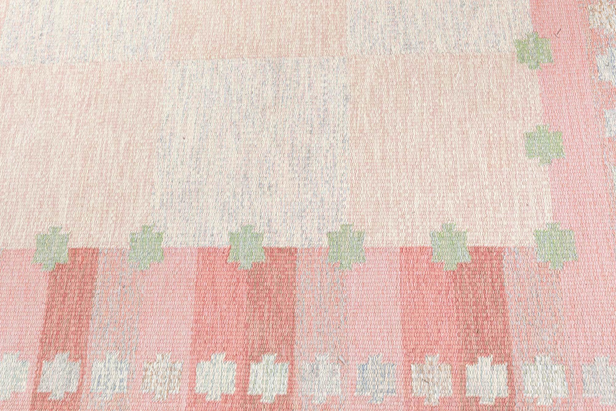 Doris Leslie Blau Midcentury Swedish Pink Geometric Rug by Agda ...