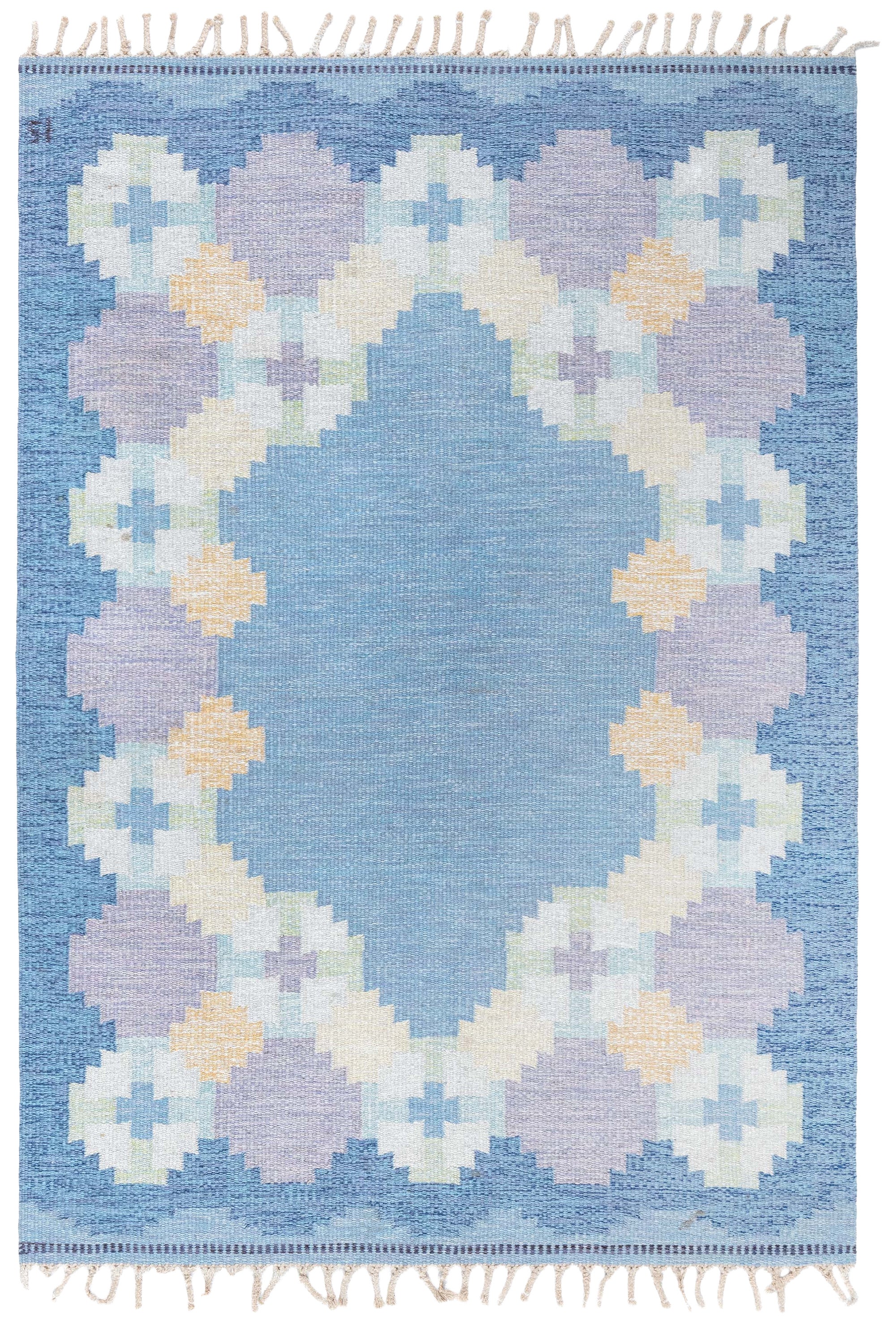 Doris Leslie Blau Vintage Swedish Flat Woven by Ingegerd Silow For Sale ...