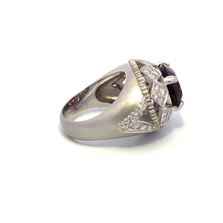 Doris Panos 18k White Gold Garnet and Diamond Ring For Sale at 1stDibs