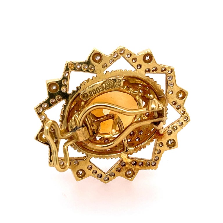 Doris Panos Citrine and Diamond Earring Yellow Gold For Sale at 1stDibs