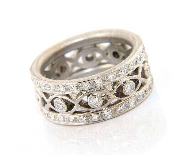 Doris Panos Diva Three Row Diamond Band in 18K White Gold For Sale at ...