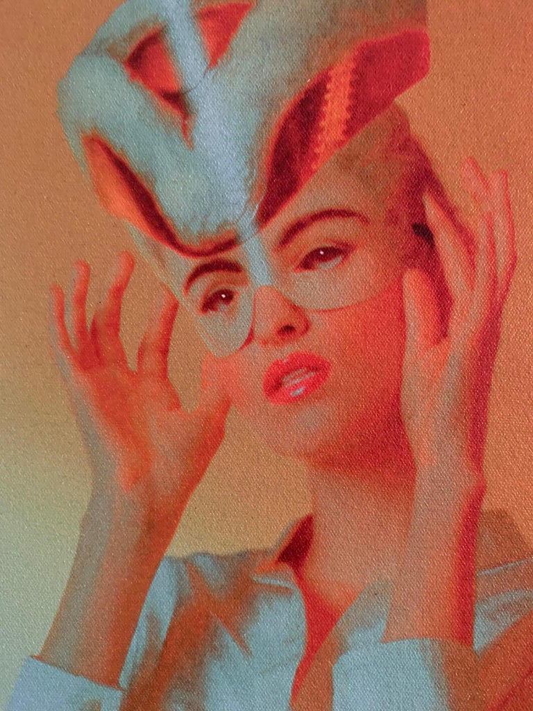 Doron - Female Model With Green Shirt contemporary Mixed Media Art ...