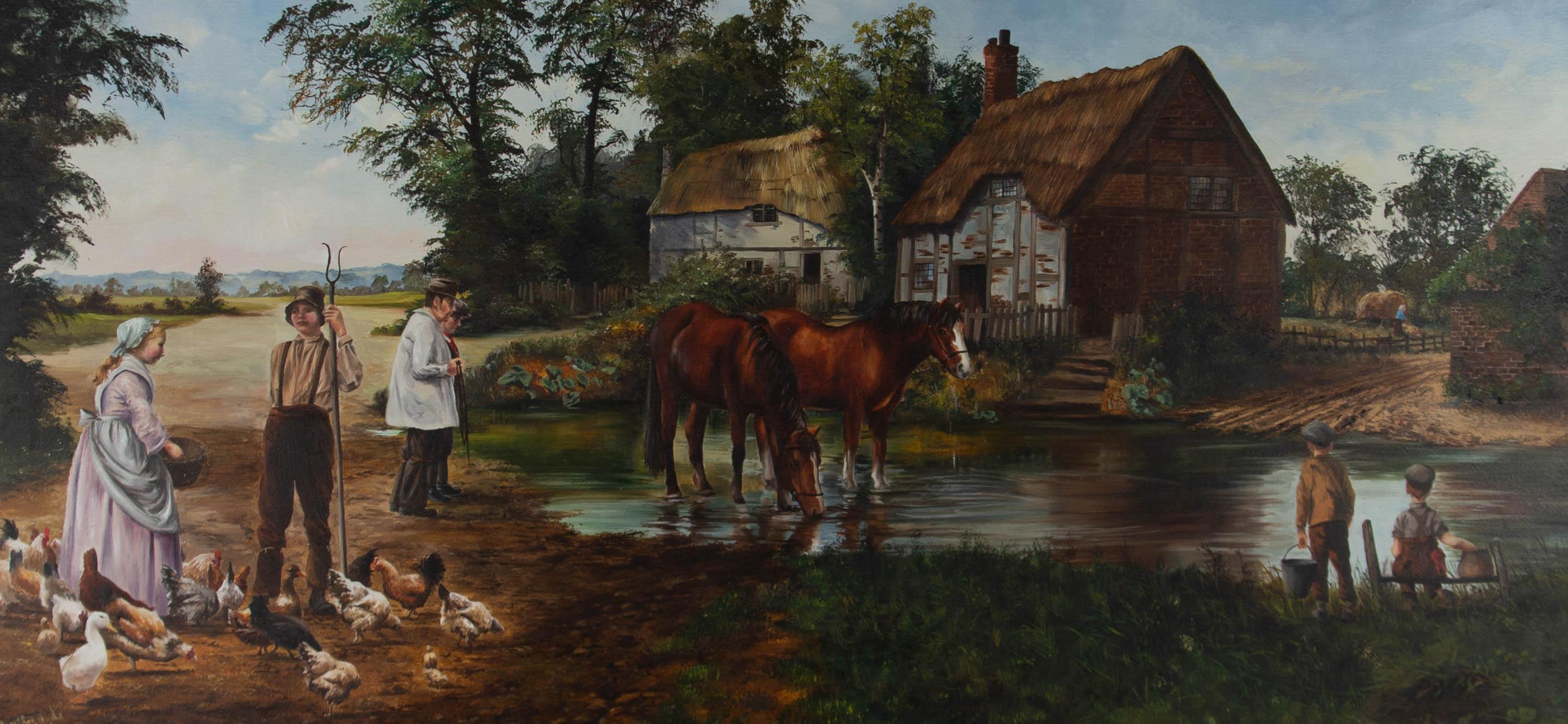 Dorothea Hyde - Dorothea Hyde - Contemporary Oil, Horses In The Creek ...