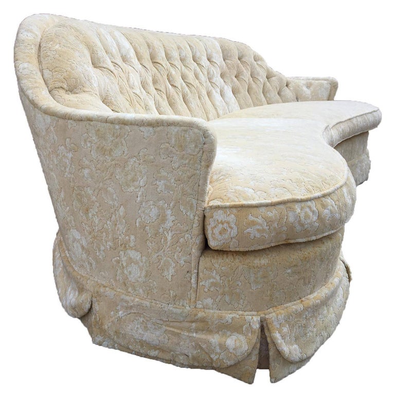 Dorothy Draper Inspired Hollywood Regency Curved Tufted Sofa at 1stDibs ...
