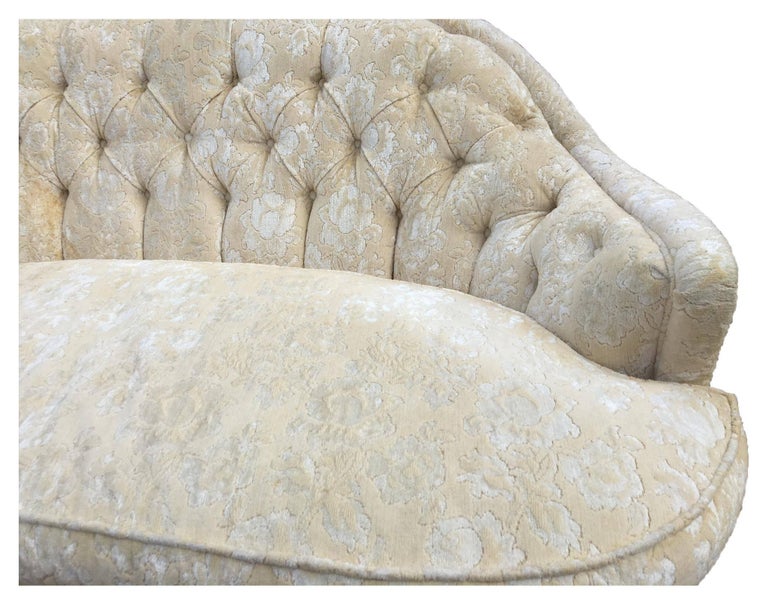 Dorothy Draper Inspired Hollywood Regency Curved Tufted Sofa at 1stDibs ...