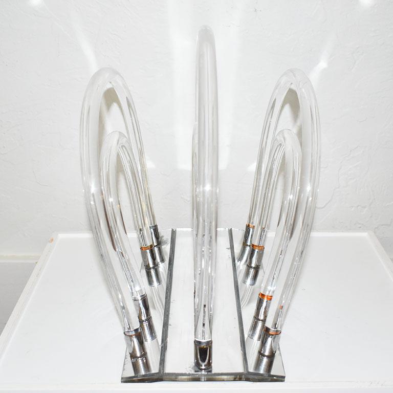Dorothy Thorpe Hollywood Regency Lucite and Chrome Waterfall Magazine ...