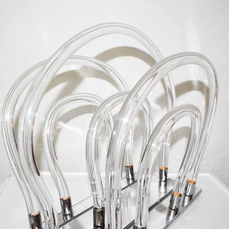 Dorothy Thorpe Hollywood Regency Lucite and Chrome Waterfall Magazine ...