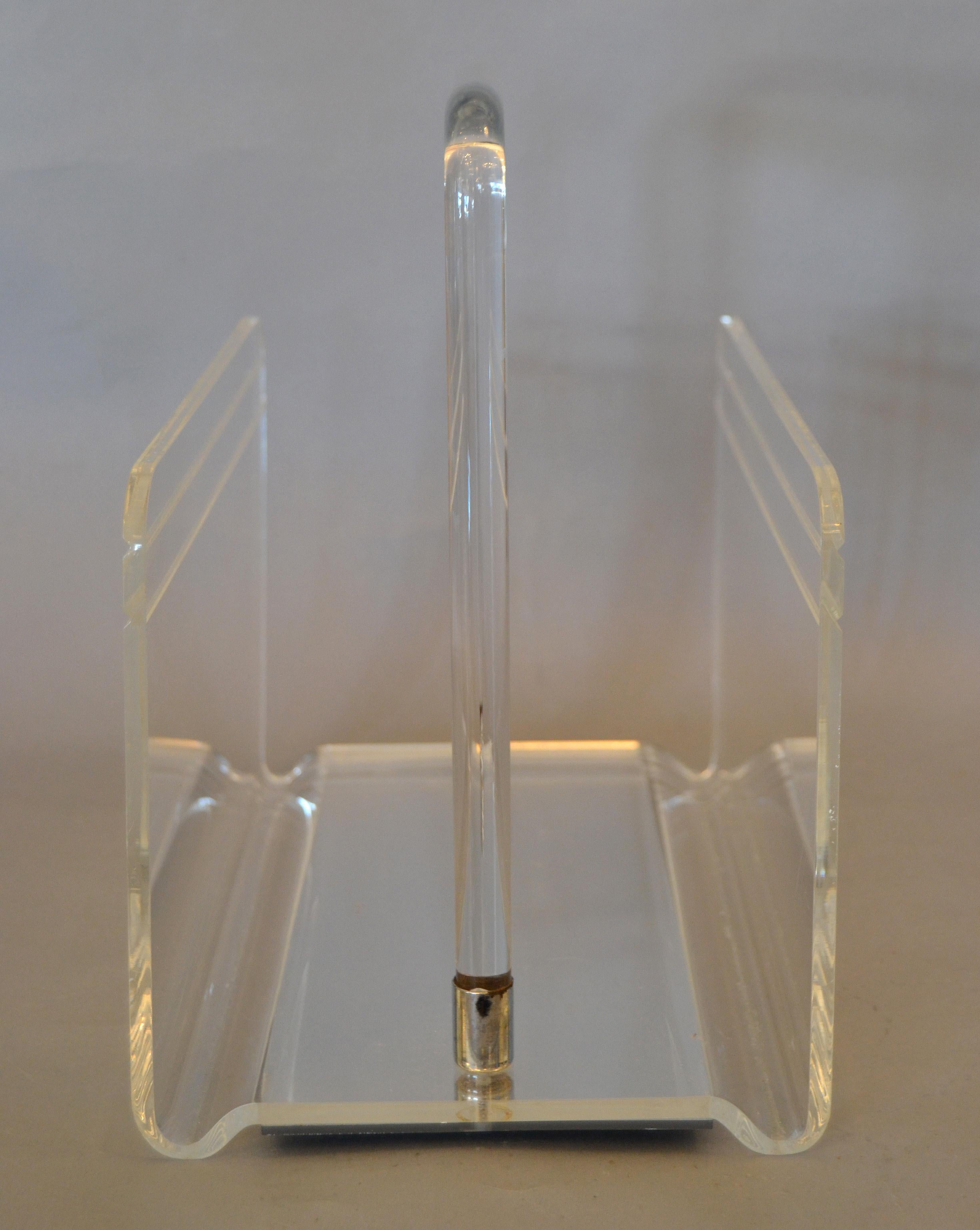 Dorothy Thorpe Mid-Century Modern Magazine Rack Mirrored Glass Lucite ...