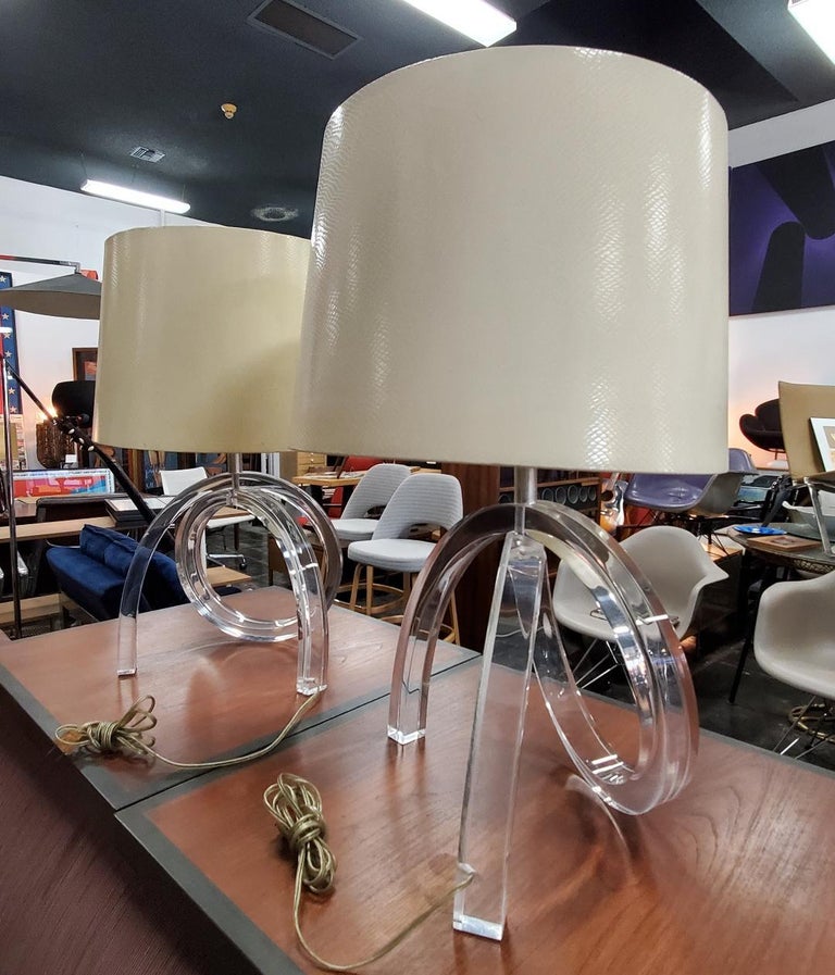 Dorothy Thorpe Pretzel Lucite Table Lamps Astrolite Products Ritts Co ...