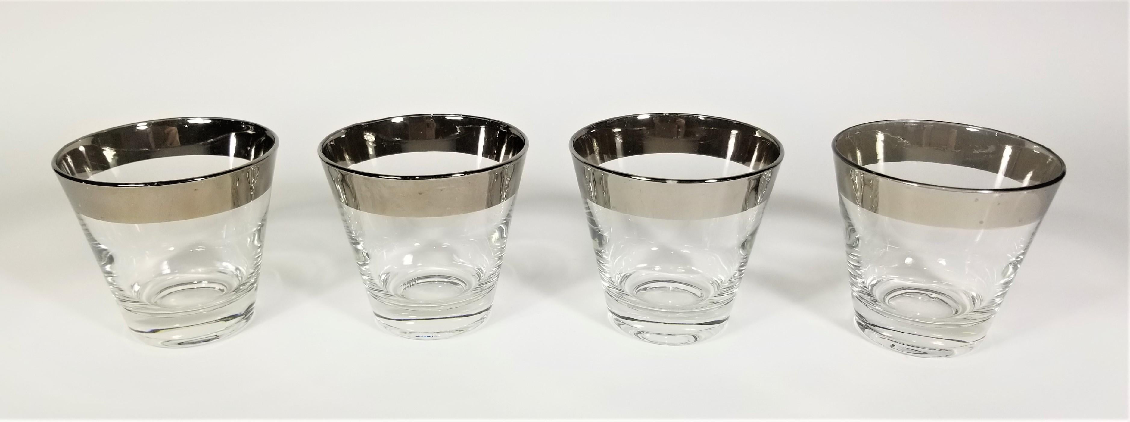 Dorothy Thorpe Silver Rimmed Rocks or Whiskey Glassware Barware 1960s ...