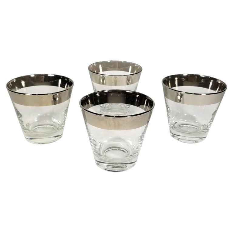 Dorothy Thorpe Silver Rimmed Rocks or Whiskey Glassware Barware 1960s ...