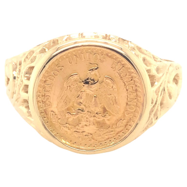 Dos Pesos Gold Coin Ring in 10k Yellow Gold at 1stDibs