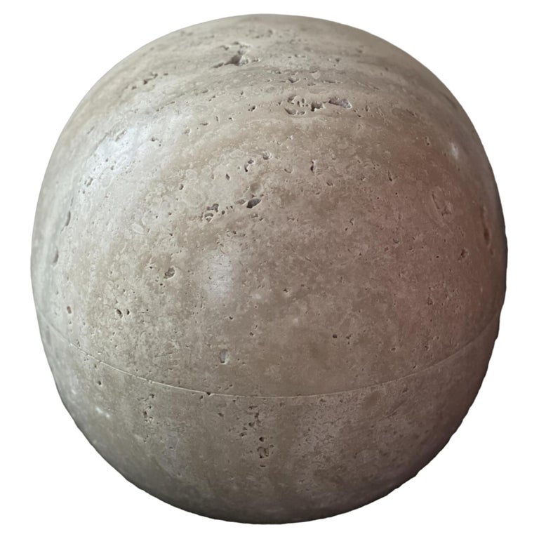 Dot Box: Spherical Lidded Box in Beige Travertine by Anastasio Home For ...