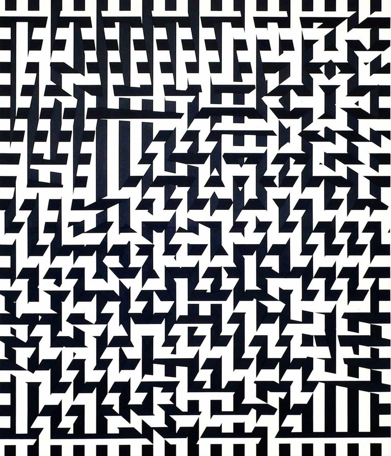 DOT - "Untitled B_W" Abstract Acrylic Painting 44" x 40" by DOT For ...