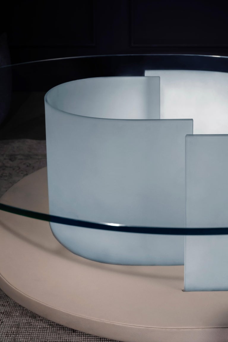 Dottie Elliptic Glass Light Coffee Table For Sale At 1stdibs