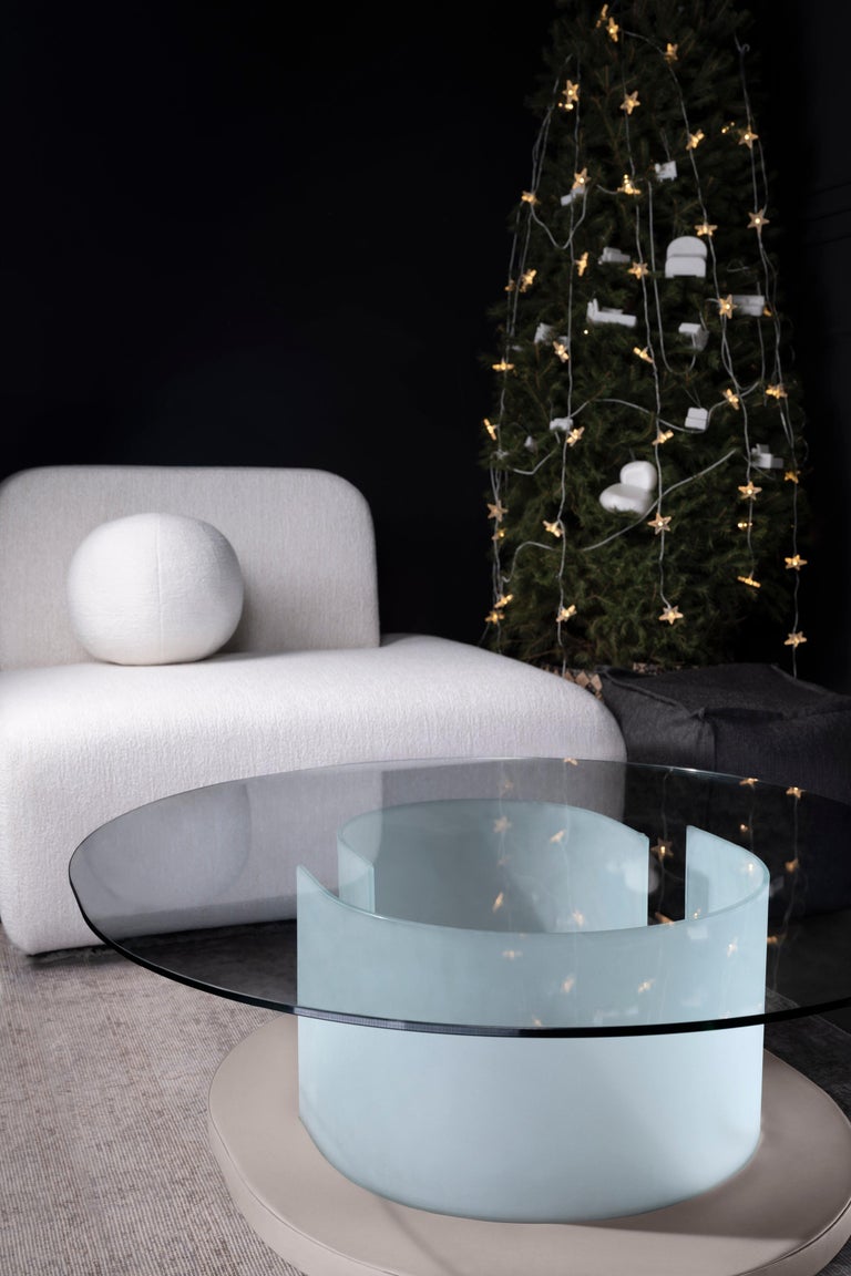 Dottie Elliptic Glass Light Coffee Table For Sale At 1stdibs