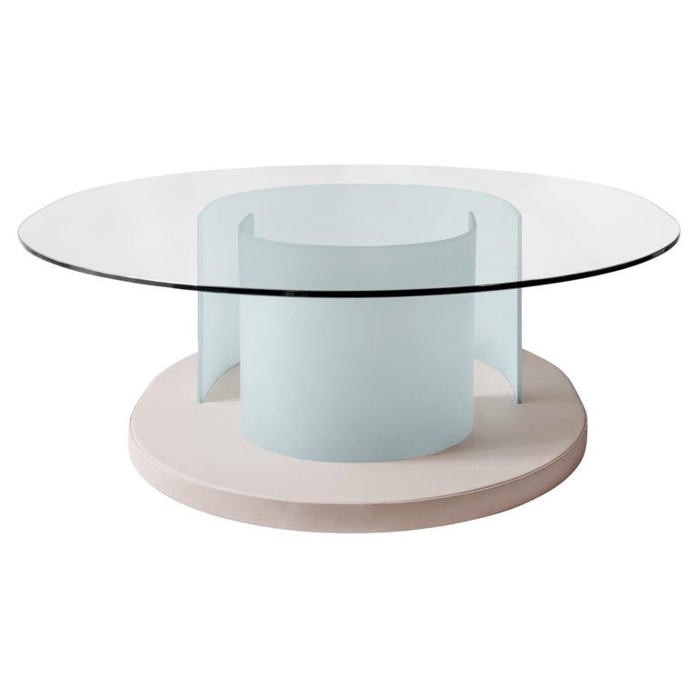 Dottie Elliptic Glass Light Coffee Table For Sale at 1stDibs