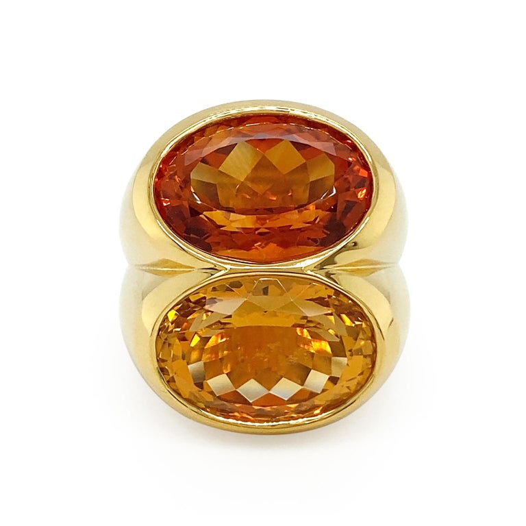 Dou Oval Citrine Ring For Sale at 1stDibs