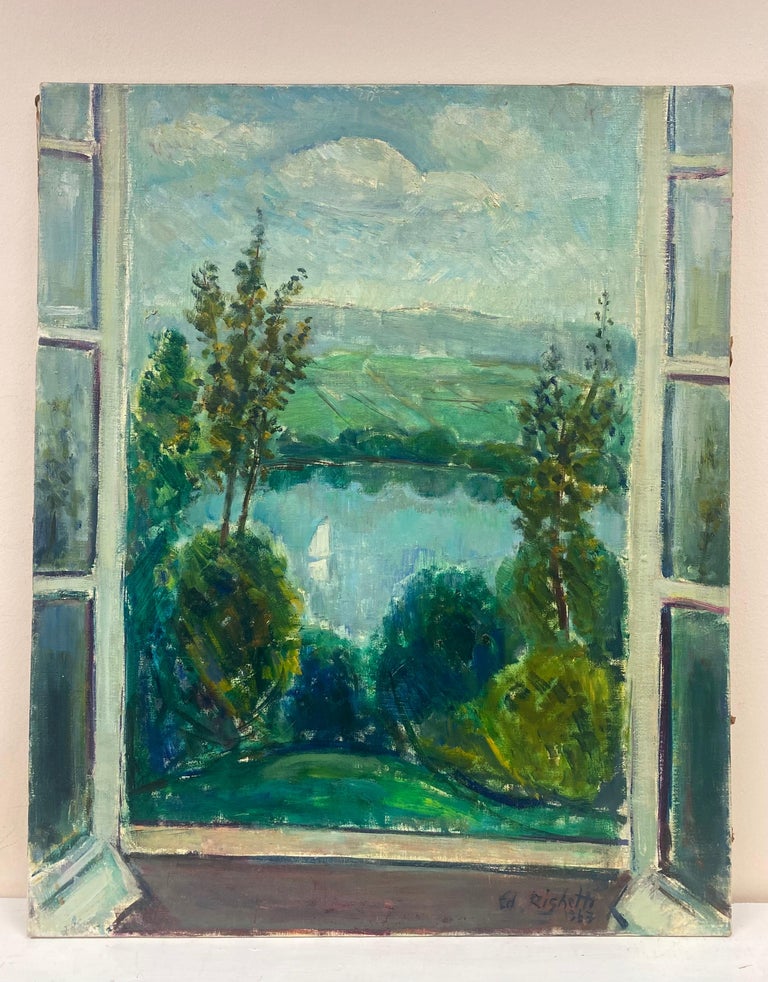Édouard Righetti (1924-2001) - View from an Interior Window, Lake ...