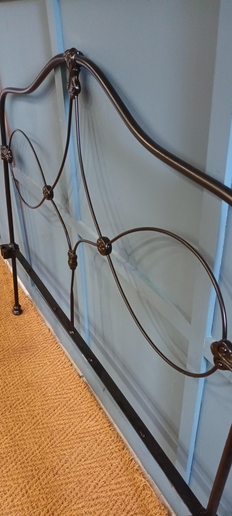Double 4'6" - Antique Low Ended Irish Iron Bedstead For Sale at 1stDibs