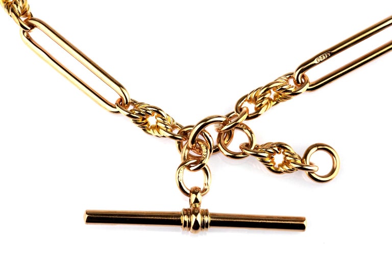 Double Albert Pocket watch Chain with "T" Bar in British 9-K Rose Gold ...