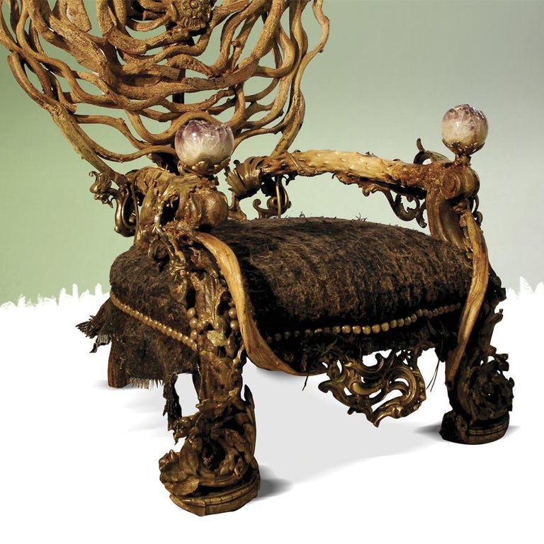 Double Amethyst Armchair with 2 Amethyst Stone For Sale at 1stDibs