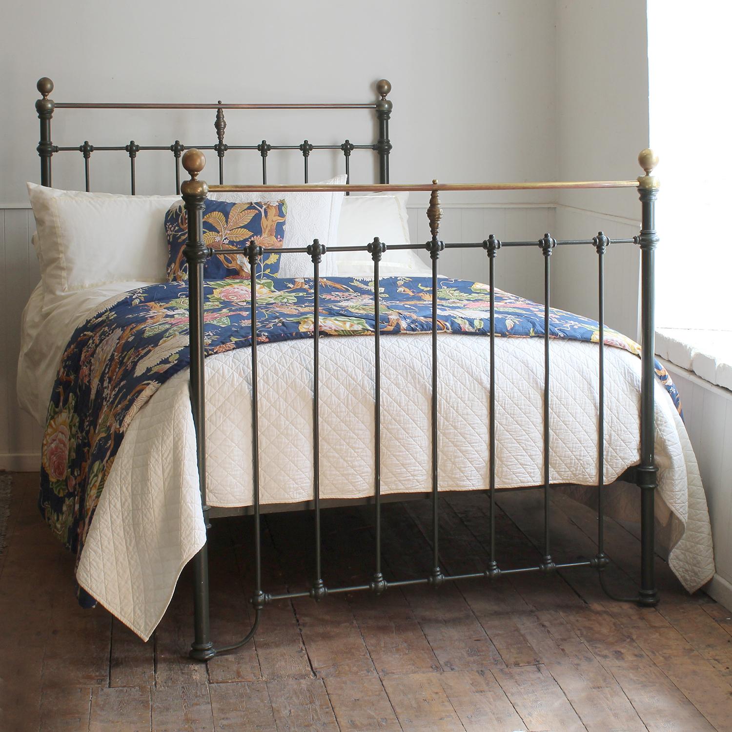Double Antique Cast Iron and Brass Bed in Juniper Green, MD159 For Sale ...