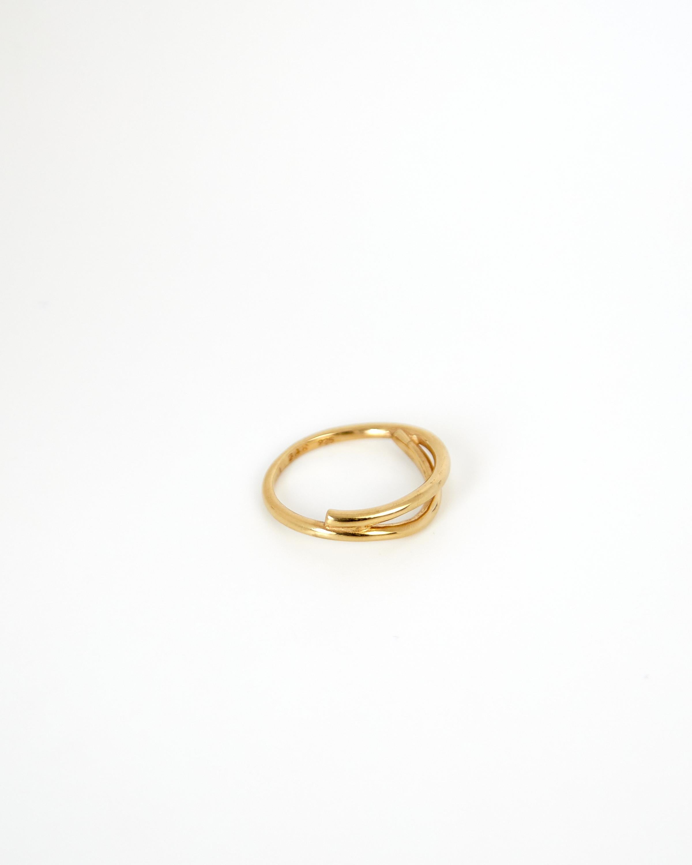 Double Band Detail Ring, 18 Carat Gold Plated Recycled Silver (Medium ...
