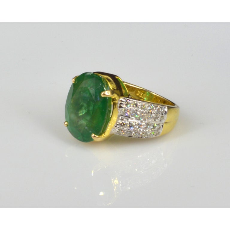 Customizable Double Band Unique Natural Emerald Engagement Ring For ...