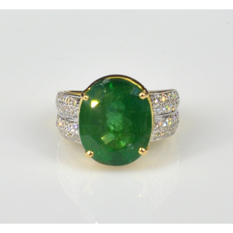 Customizable Double Band Unique Natural Emerald Engagement Ring For ...