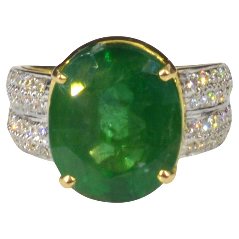 Customizable Double Band Unique Natural Emerald Engagement Ring For ...