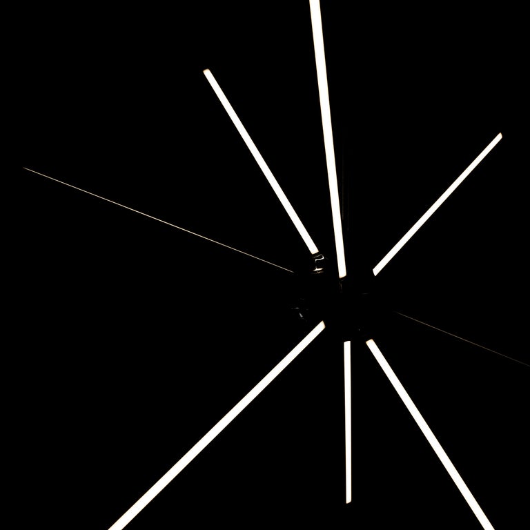 Double Boom Chandelier Wood Led Lamp in Heart Pine and Brass by ...