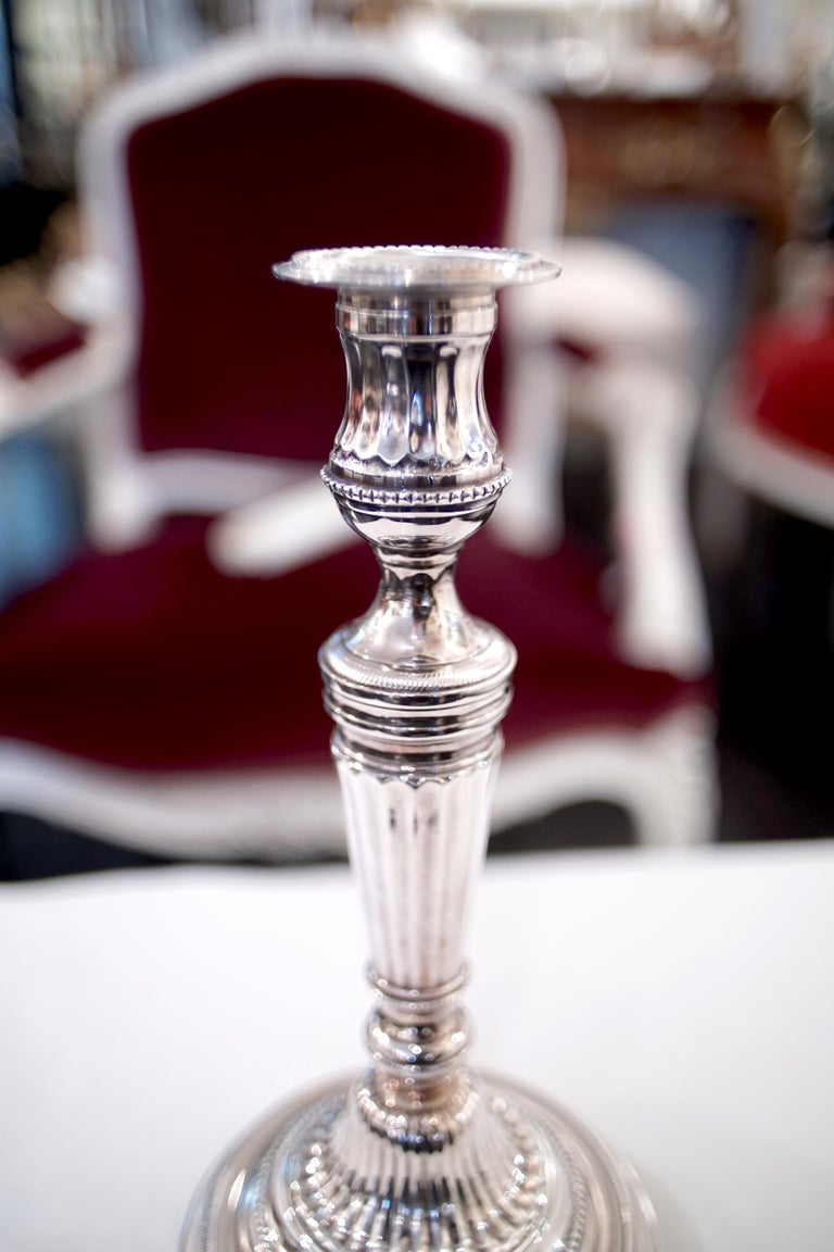 Double Branched Silver Candlestick For Sale at 1stDibs