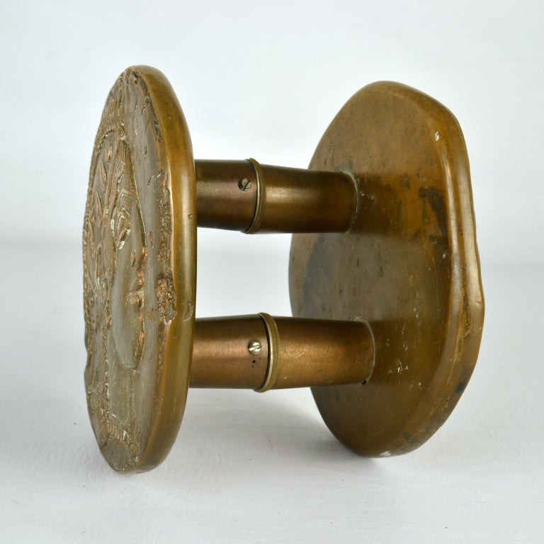 Architectural Bronze Push Pull Door Handles with Coins for Double Doors ...