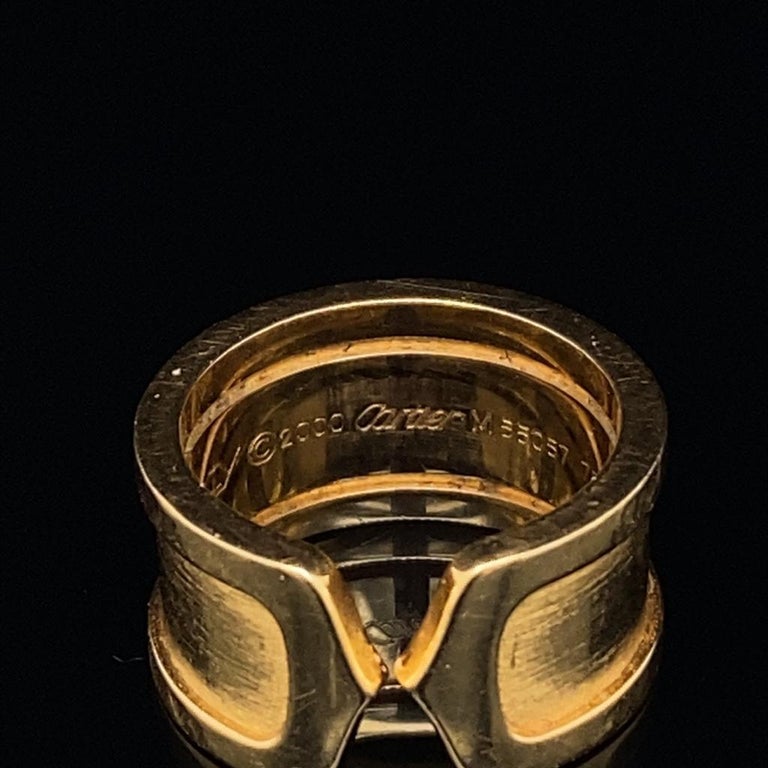 Double C Cartier Logo Ring 18 Karat Yellow Gold, Circa 2000 For Sale at ...