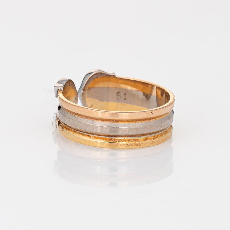 Double C de Cartier Ring Diamond Vintage 18k Tri Gold with COA at ...