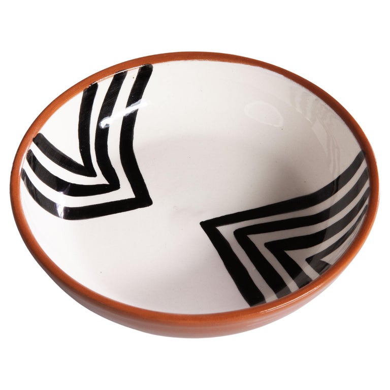 Double Chevron Terracotta Handmade Ceramic Bowl Dinnerware For Sale at ...