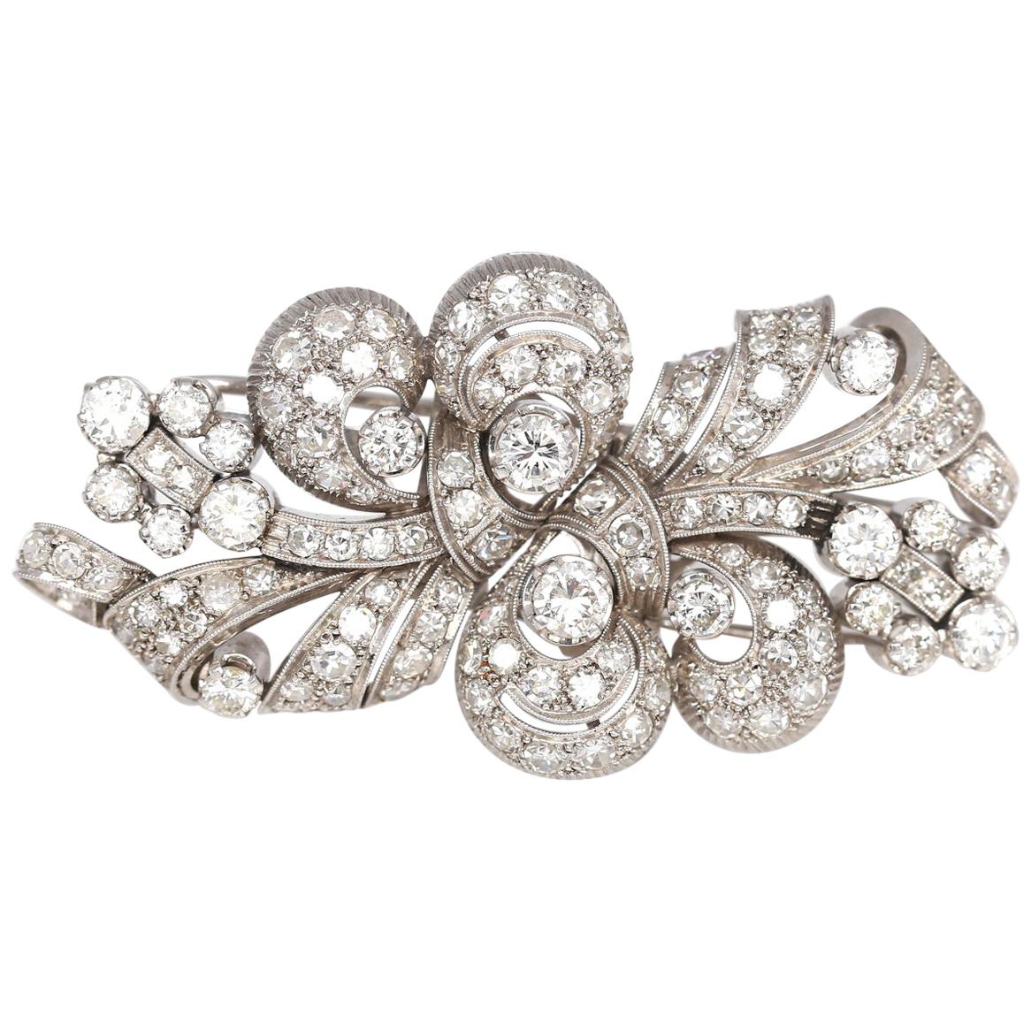 Art Deco Platinum Diamond Double Clip Brooch Circa 1930 For Sale at 1stDibs