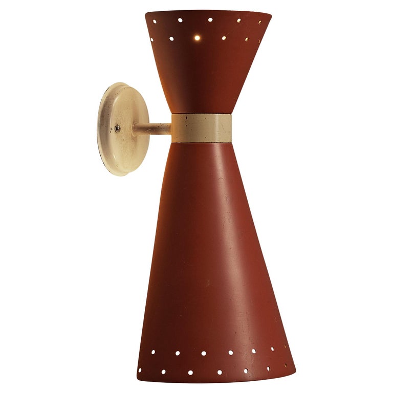 Double Cone Wall Light in Red Coated Aluminum For Sale at 1stDibs