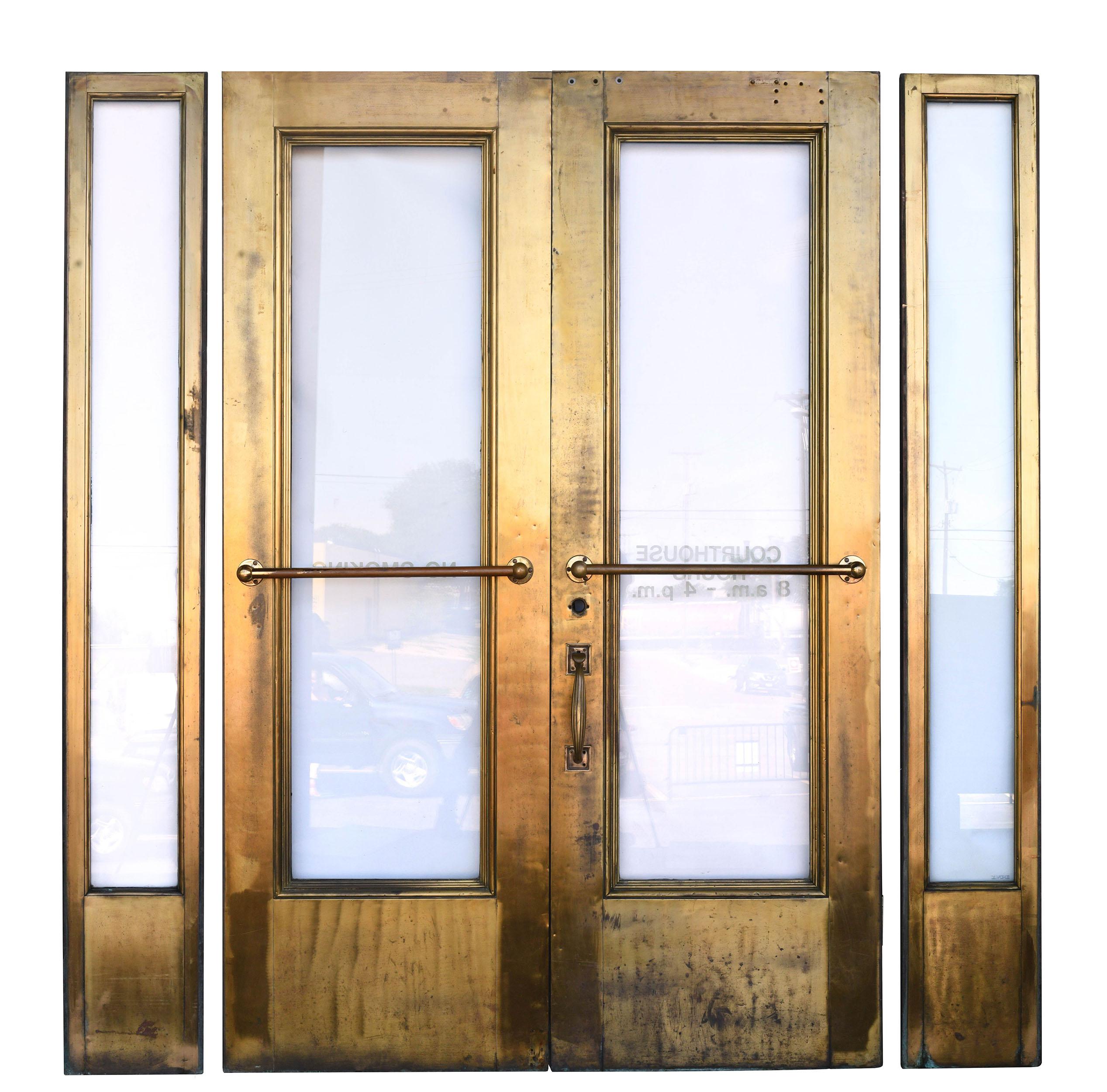 Double Door Brass Clad Entry with Sidelights at 1stDibs | brass clad ...