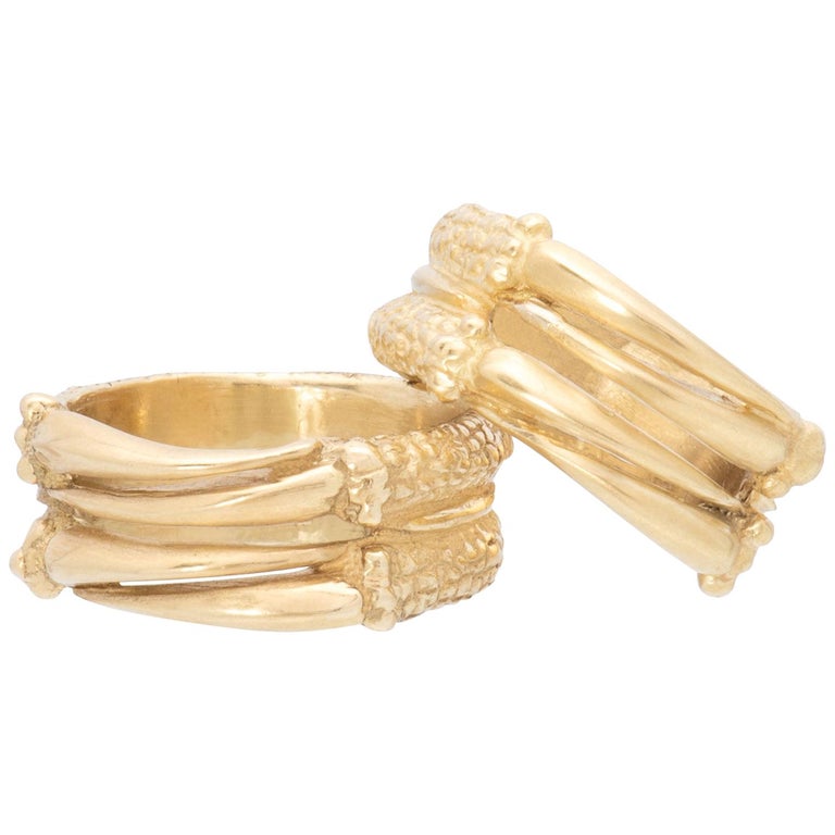 Double Eagle Talon Band Ring Set in 18 Karat Gold For Sale at 1stDibs