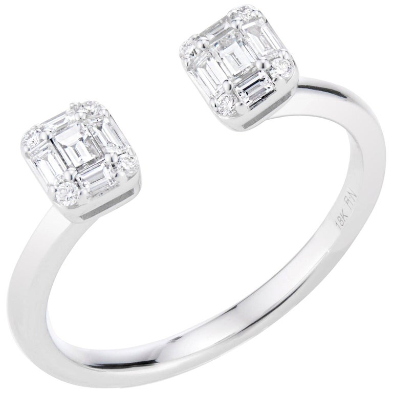 Customizable Double Emerald Cut Illusion Diamond Ring For Sale at 1stDibs